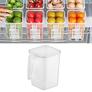 Cyrank 2Pcs Refrigerator Organizer Box, Refrigerator Side Door Storage Box with Lid Fruit Vegetable Containers Clear Plastic Fridge Side Door Storage Box Set for Kitchen