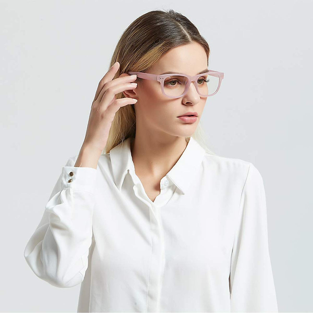 KERBIY Blue Light Blocking Glasses for Women Men,Computer Reading Glasses Anti Eye Strain Headache,Blue Ray Filter Glasses UV400 Clear Lens(Pink)