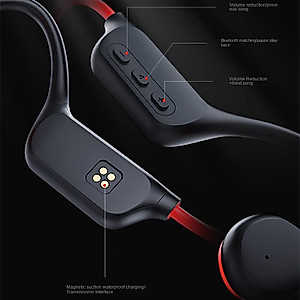 Dmnzoey Bone Conduction Bluetooth Headset Wireless Open Ear Headphones 32G mp3 Earbuds Suitable for Swimming and Diving and Other Underwater Sports red