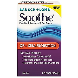 Bausch & Lomb Soothe XP Emollient Lubricant Eye Drops Xtra Protection with Restoryl 0.50 oz (Pack of 6)