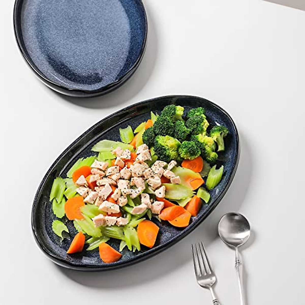 vicrays Serving Platter Ceramic Tray Plates Extra Large Oval 14.5 Inch Porcelain Dinner Plates Long Serving Dish Set Entertaining Party Restaurant Food Meat Sushi Fish Turkey Platter