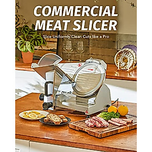 WILPREP Commercial Meat Slicer, 10-Inch Stainless Steel Blade Meat Slicer with Adjustable Thickness(0-0.5"), Bread Butter Chicken Food Slicer Kitchen Appliance