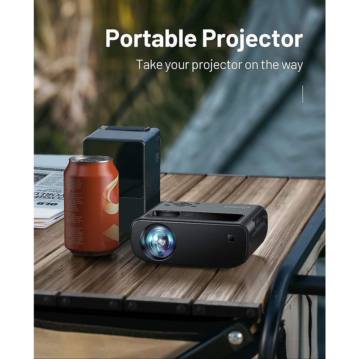 ELEPHAS Mini WiFi Projector for iPhone, 2023 Upgraded HD Movie Projector with Synchronize Smartphone Screen, Portable Projector Supports 1080P, Compatible with iOS/Android/TV Stick, and HDMI/USB/VGA