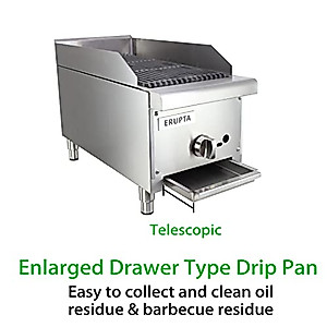 ERUPTA Commercial gas Charbroilers 12'' Natural/Propane Gas grill with 1 Burners BTU 28,000 Restaurant Equipment