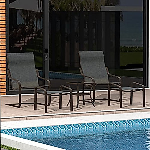 Domi Outdoor Patio Bistro Set of 5, C Spring Motion Chair, All-Weather Conversation Armchair with Ottoman & Quick Dry Textile for Porch,Deck,Yard,Garden,Lawn