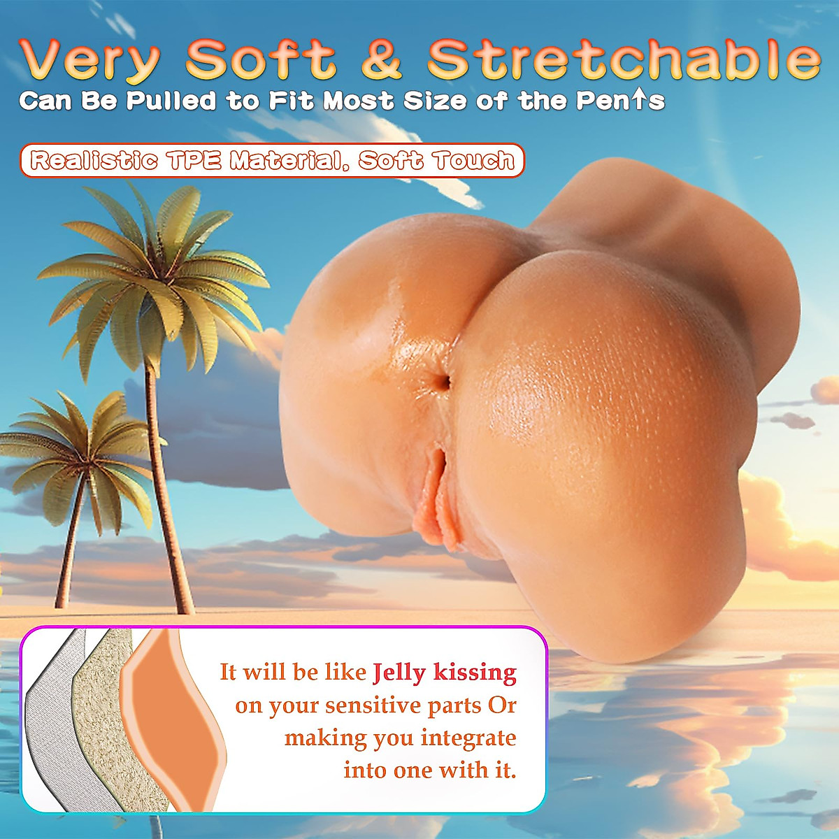 Mini Brown Realistic Torso Sex Doll - 1.9 LB Male Masturbator and Anal Sex Toy, Adult Pocket Pussy for Men, Penis Stroker and Blowjob Masturbator