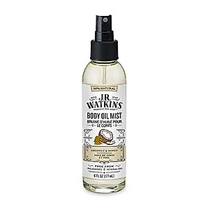 JR Watkins Natural Hydrating Body Oil Mist, Coconut Milk & Honey, Moisturizing Body Oil Spray for Glowing Skin, USA Made and Cruelty Free, 6 fl oz