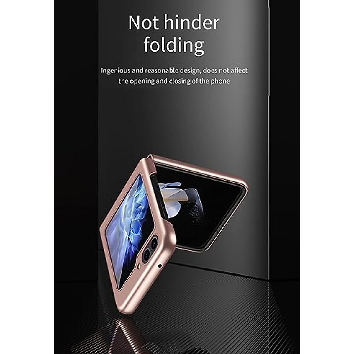 YJZSKRXFAK Case for Samsung Galaxy Z Flip5 5G 2023, Ultra Thin Slim Fit Elegant Business Smooth Cover Protective Cover Case for Galaxy Z Flip 5-Rose Gold