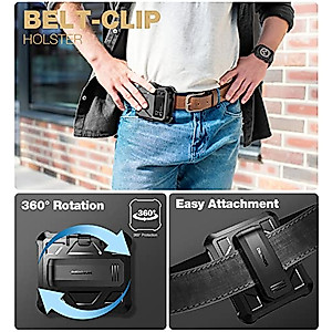 Dexnor Shockproof Case for Samsung Galaxy Z Flip 3 5G,Rugged Bumper Protective Case with Foldable Kickstand, Holster Cover with 360°Rotatable Belt Clip,Black