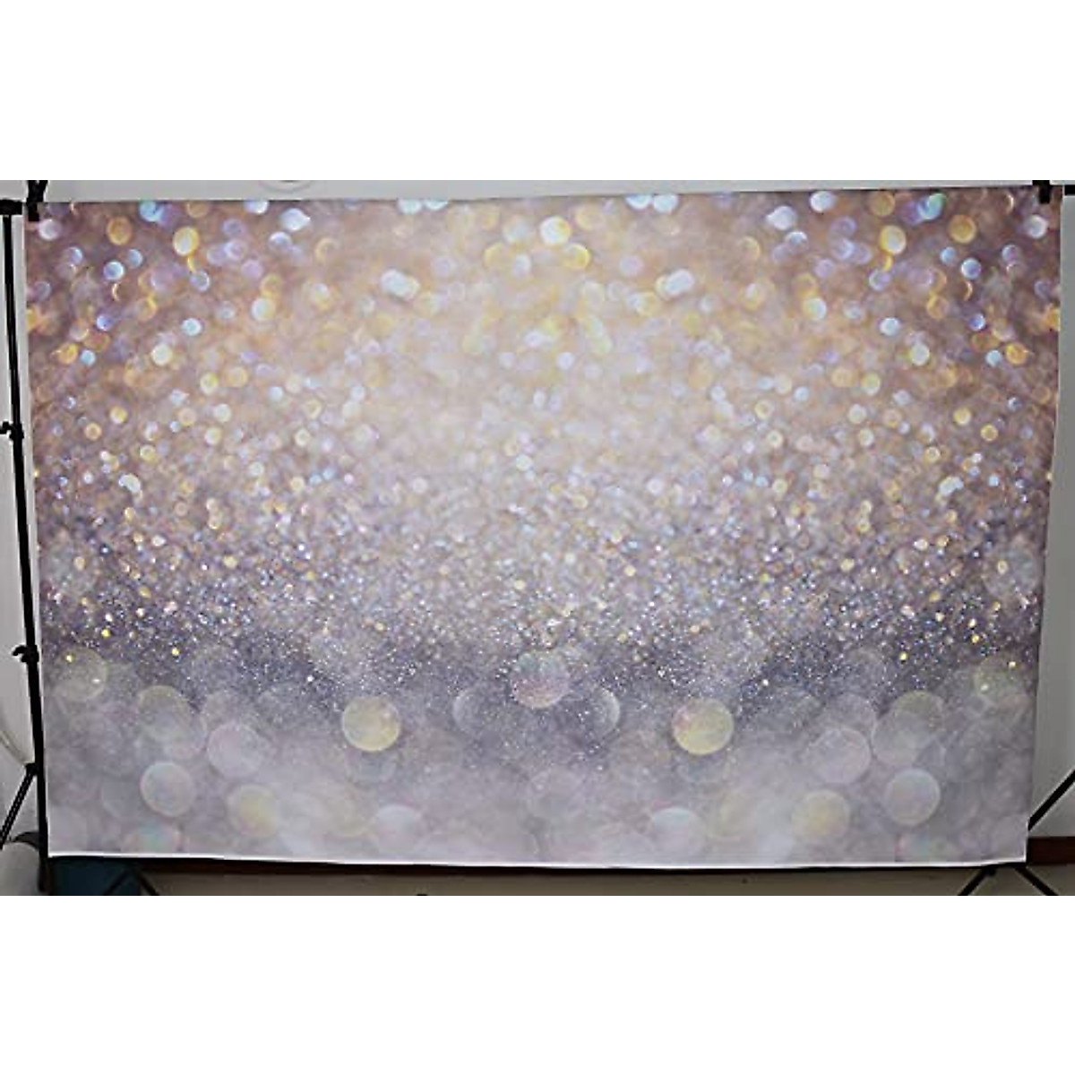 Mocsicka Silver White Bokeh Photography Backdrop Golden Spots Sparkle (No Glitter) Background Weeding Baby Shower Birthdat Newborn Baby Portrait Photo Studio Props (7x5ft (82x60 inch))