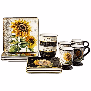 Certified International French Sunflower 16 pc. Dinnerware Set, Service for 4, Multicolored
