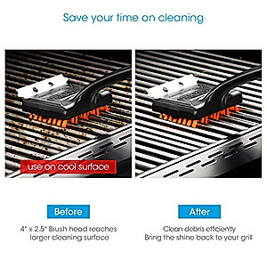 Unicook Grill Brush for Gas Grill, Heavy Duty Nylon BBQ Grill Cleaning Brush, Removable Head for Easy Cleaning and Replacement, Best Alternative to Dangerous Wire Brush, Do Not Use on Hot/Warm Surface