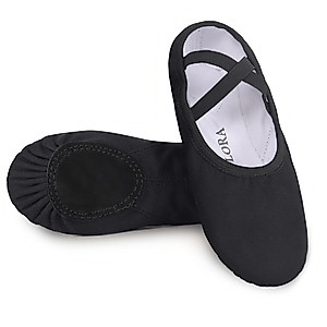 OLORA Women's Ballet Shoes Canvas Dance Slippers Yoga Practice Shoes for Girls/Adults,Black,9 M US