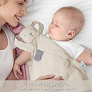 Lulu moon Baby Security Blanket for Unisex, Cotton Muslin Baby Lovey, Soft & Breathable Lovie Baby Gifts for Boys and Girls, 15 * 12 Inch (Cream)