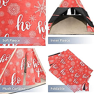 enheng Small Pet Hideout Christmas Ho Red Pattern Hamster House Guinea Pig Playhouse for Dwarf Rabbits Hedgehogs Chinchillas