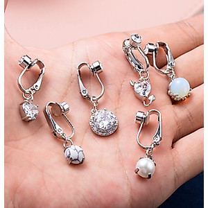 Masedy 8 Pcs Fake Belly Clip on Dangle Belly Button Rings Faux Navel Ring for Women Non Piercing Body Jewelry S