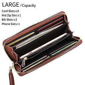 PIJUSHI Designer Handbags For Women Floral Purses Top Handle Handbags Satchel Bags Genuine Leather Wallets for Women Floral Wallet Wristlet Ladies Clutch Purses with Tassel