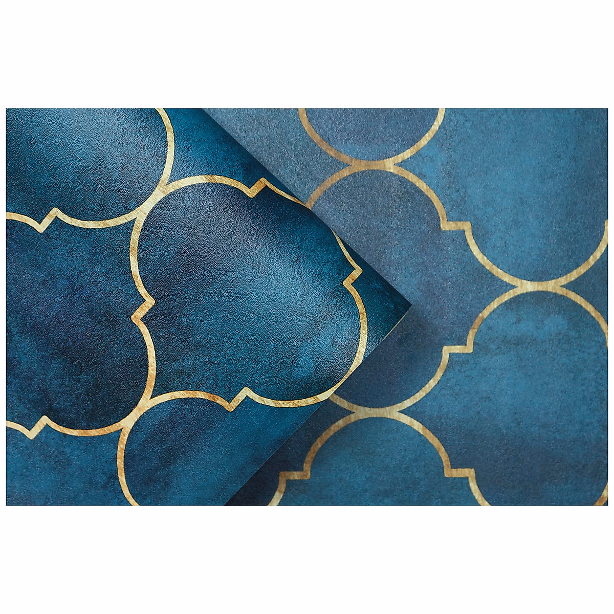 HAOKHOME 96034 Peel and Stick Wallpaper Graphic Trellis Emerald/Sapphire Blue/Gold Removable contactpaper for Home Bathroom Decorations 17.7in x 9.8ft