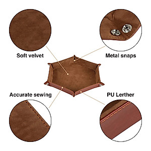 Dice Tray 12 Inch Dice Rolling Tray Folding Dice Tray Holder for RPG DND Table Games Double Sided PU Leather Tray (Camel)