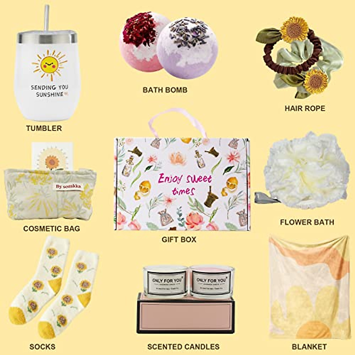 Spa Gift Baskets for Women, Get Well Soon Self Care Gift Baskets for Her, Relaxing Spa Gift Box with Gift Card, Thinking of You Unique Birthday Gift Set for Wife Mom Sister Best Friends