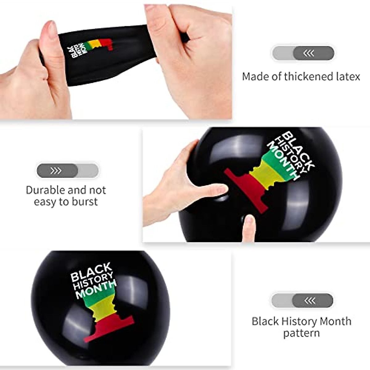 durony 72 Pieces Black History Month Balloons 12 Inch African American Independence Day Balloons Black History Latex Balloons Juneteenth Balloons for Black History Month Party Supplies, 9 Designs