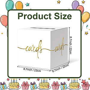 CINSOEN White Card Box with Gold Foil Design Wedding Card Box Gift Cards Receiving Box for Party Graduation Bridal or Baby Showers, Raffle Ticket Box Money Box for Birthday Retirements Anniversaries