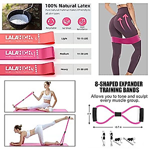 LALAHIGH Home Gym Equipment, Upgraded Push Up Board, 32 in 1 Home Workout Set with Foldable Push Up Bar, Resistance Bands, Core Sliders for Body Toning & Strength Training - Premium Pink Edition