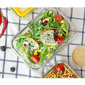 [8-Pack,30 oz]Glass Meal Prep Containers,MCIRCO Glass Food Storage Containers,Airtight Glass lunch Containers with Lids, Microwave, Oven, Freezer and Dishwasher, Green