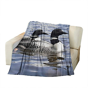 Moslion Soft Cozy Throw Blanket Loon Lake Wild Duck Fuzzy Warm Couch/Bed Blanket for Adult/Youth Polyester 60 X 80 Inches(Home/Travel/Camping Applicable)