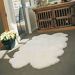 Windward Natural Sheepskin Plush Area Rug Bright White Color Approx 73"x43" Extra Soft Touch of Luxury