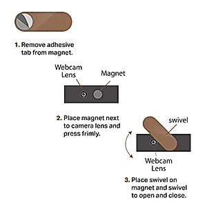 C-SLIDE Family Pack Wooden Swivel Webcam Cover | Thin Swivel Laptop Cam Blocker, Black, 1.5” x 0.5” and 1.5mm Thick | Thin Cam Blocker for Computer, Tablet, Mac, Dell, Lenovo, HP | Walnut