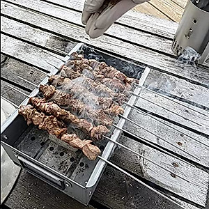 WILLBBQ Commercial Quality Portable Charcoal Grills Multiple Size Hibachi BBQ Lamb Skewer Folded Camping Barbecue Grill for Garden Backyard Party Picnic Travel Home Outdoor Cooking Use (11.9x7.1x5.1inch)