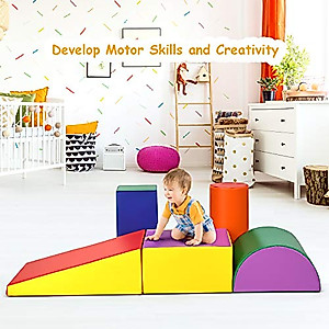 GLACER Crawl and Climb Foam Play Set, 5 Piece Lightweight Colorful Fun Activity Play Set for Climbing, Crawling and Sliding, Safe Foam Playset for Toddlers, Preschoolers, Baby and Kids (Multicolor)