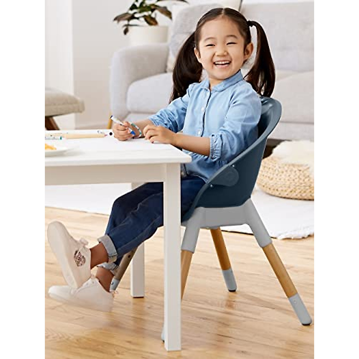 Skip Hop Baby High Chair 4 in 1 Convertible High Chair, EON, Slate Blue