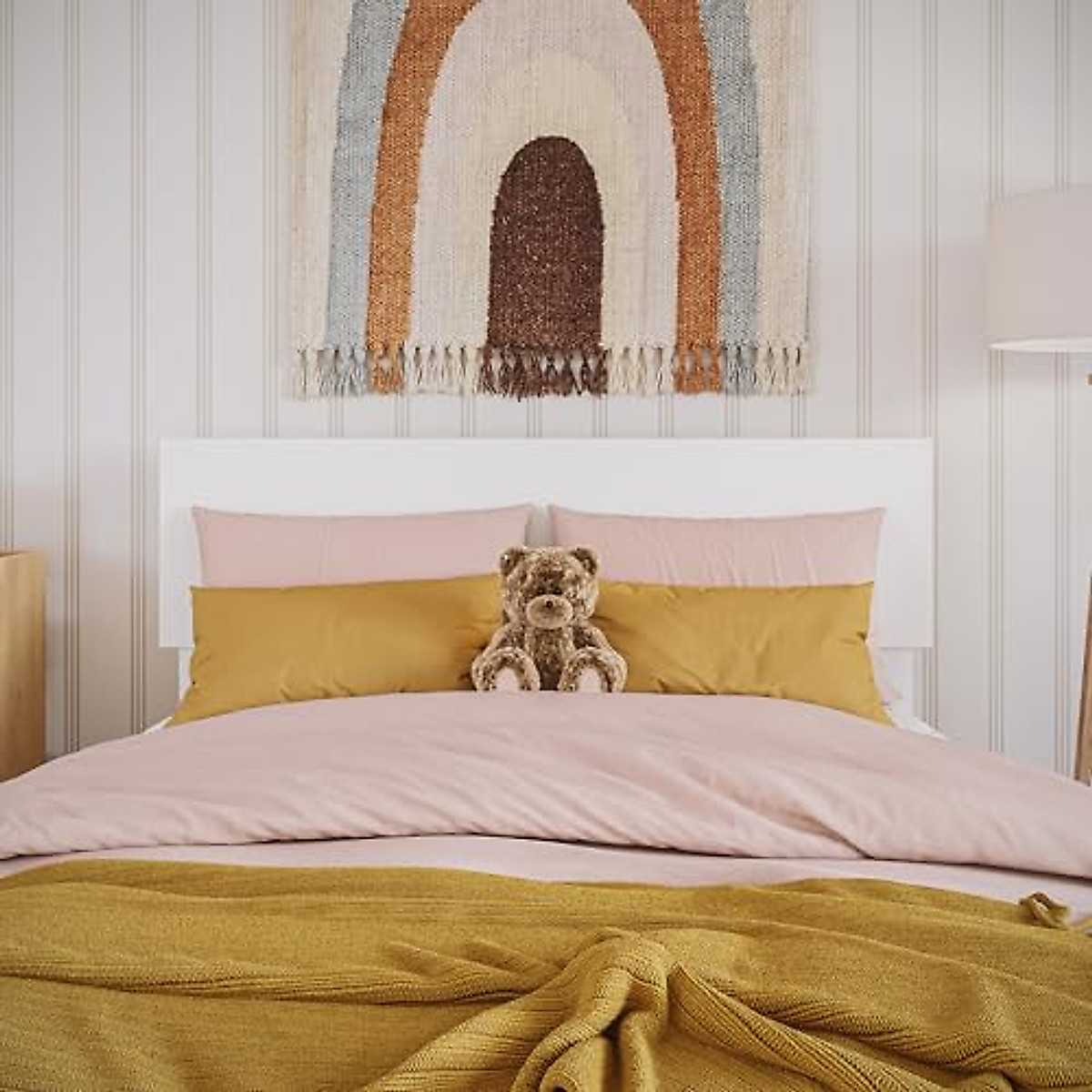 AFI Orlando Twin Size Headboard with Attachable Charger in White