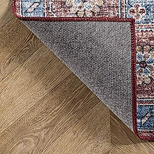 nuLOOM Zena Medallion Machine Washable Area Rug, 5' x 8', Rust