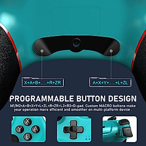 Diswoe Controller for Switch, Wireless Pro Controller for Switch/Switch Lite/Switch OLED, Remote Gamepad with Joystick, Adjustable Turbo Vibration with Programmable Function - Blue