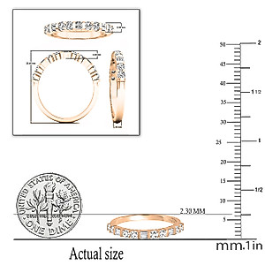 Dazzlingrock Collection 0.40 Carat (ctw) Baguette & Round White Diamond Stackable Wedding Band for Women in 10K Rose Gold Size 8