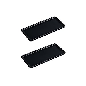 KITCHENLESTAR 6" Small Rectangular Vanity Sink Tray for Bathroom,Ceramic Kitchen Soap Tray,Comestic Holder Bathtub Organizer (Black,6", Set/2)