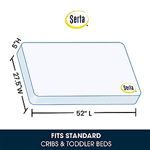 Delta Children Tribeca 4-in-1 Baby Convertible Crib + Serta Perfect Slumber Dual Sided Recycled Fiber Core Crib & Toddler Mattress - Waterproof - Hypoallergenic - GREENGUARD Gold Certified, Grey/White