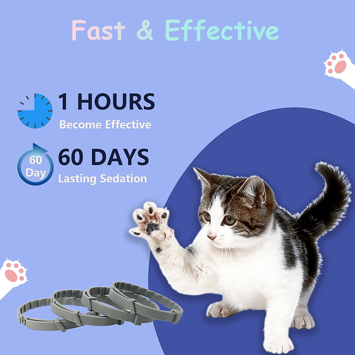 Didakay 4 Pack Calming Collar for Cats, Cat Calming Pheromones Indoor and Outdoor Activities, Natural Scent Adjustable Fit Kittens to Large Cats Relieve Stress Calming Products