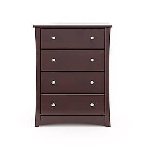 Storkcraft Crescent 4 Drawer Chest (Espresso) – GREENGUARD Gold Certified, Dresser For Nursery, 4 Drawer Dresser, Kids Dresser, Nursery Dresser Drawer Organizer, Chest of Drawers