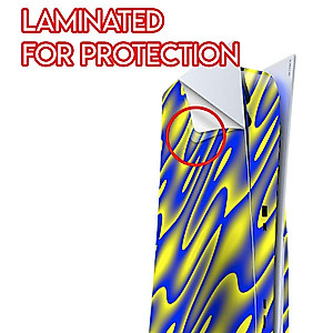 ITS A Skin Skins Compatible with Sony Playstation 5 Console Disc Edition - Protective Decal Overlay Stickers wrap Cover - Neon Blue Yellow Trippy