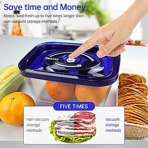 SEATAO Glass Food Storage Containers Preserve & Marinate Vacuum Sealer Airtight Food Storage Containers with Lids,Meal Prep Container。
