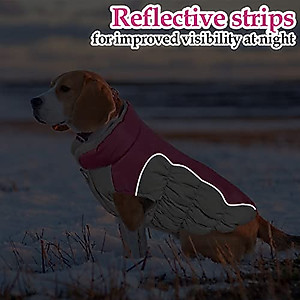 MKubwaa Polar Fleece Dog Jacket, Reflective Dog Cold Weather Coat Vest for Small Medium Dogs, Winter Waterproof Puppy Clothes with Fur Collars, Comfortable Thicken Pet Winter Apparel(Red-XL)