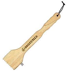 BBQ Butler Wood Grill Scraper - Wooden Barbecue Cleaner - BBQ Tools - Bristle Free - Food Safe Oak Grill Scraper with Metal Scraping Hook and Bottle Opener