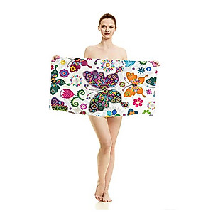 Butterflies Hand Towel,Seamless Spring White Floral with Colorful Butterflies and Flowers Soft Hand Towels for Bathroom/Kitchen/Yoga/Golf/Hair Towel for Men/Women/Girl/Boys 15X30 Inch