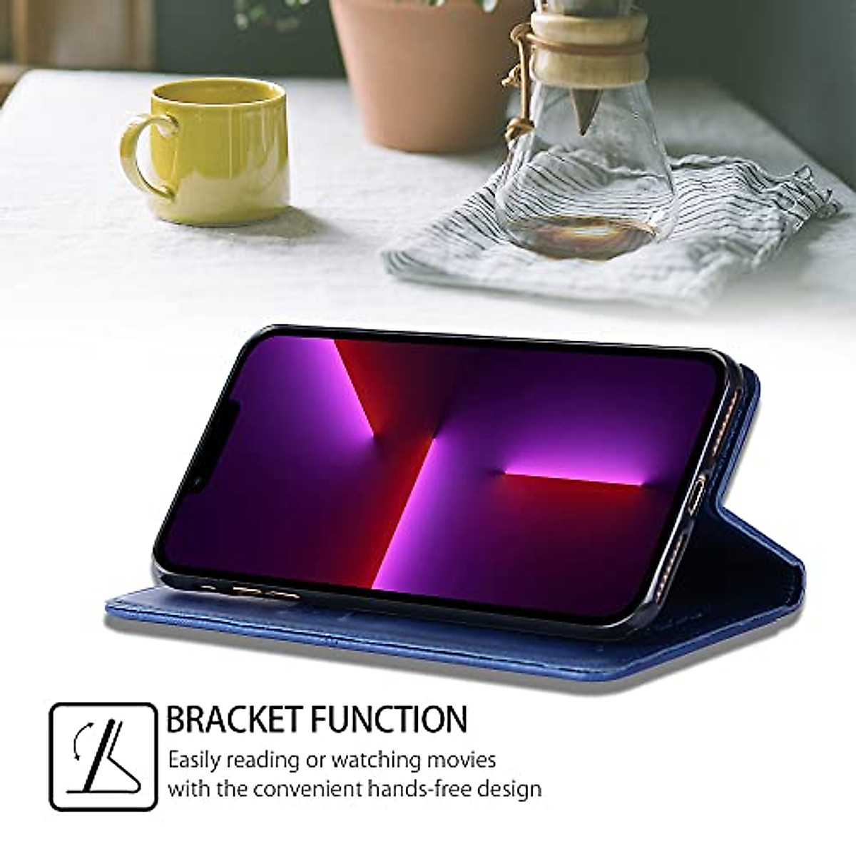 Fansipro Wallet Folio Case for Oppo Reno 6 PRO 5G Snapdragon Edition, Premium PU Leather Slim Fit Cover, 2 Card Slots, Exact Cutouts, Blue