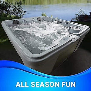 Essential Hot Tubs 34-Jet Lakeside EX Hot Tub, Seats 5, Lounger Seating with 2 Oversized 14-Port Jets, Powered by 5-Peak HP Pump, Gray Granite/Charcoal Gray