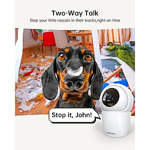 CZEview 3K 5MP Security Camera Indoor, 2.4/5Ghz WiFi Pet Camera Baby Monitor with Phone App, Remote Pan Tilt Zoom, Night Vision, Motion Detection, Auto Tracking, Two Way Talk, Works with Alexa